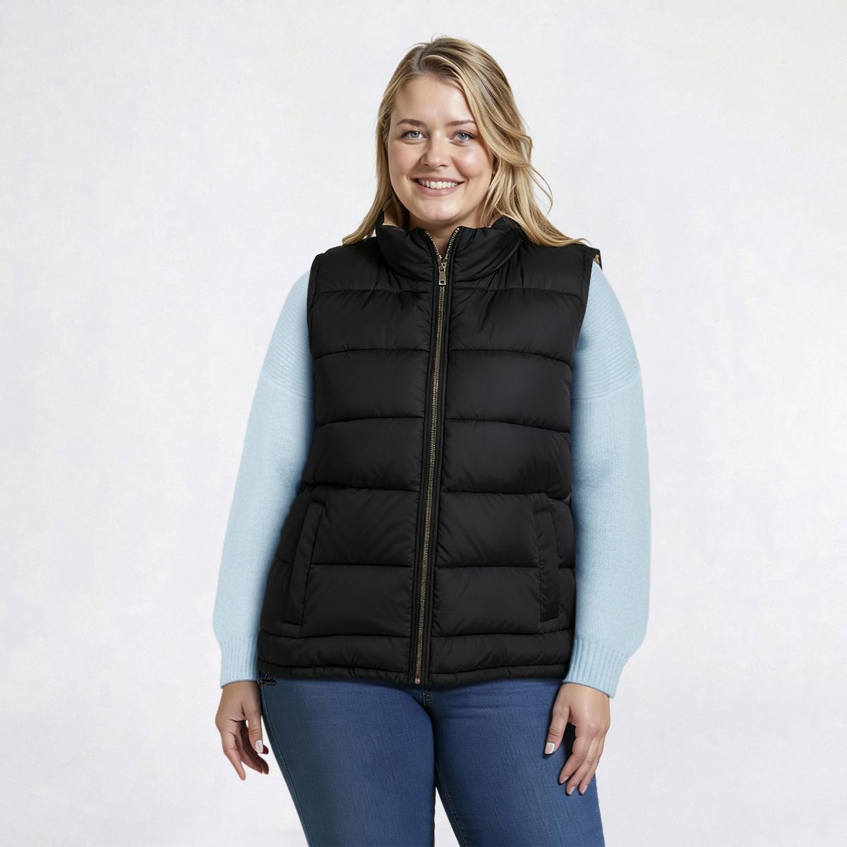 Click here for Juniors Plus Snobbish Reversible Solid Puffer Vest prices